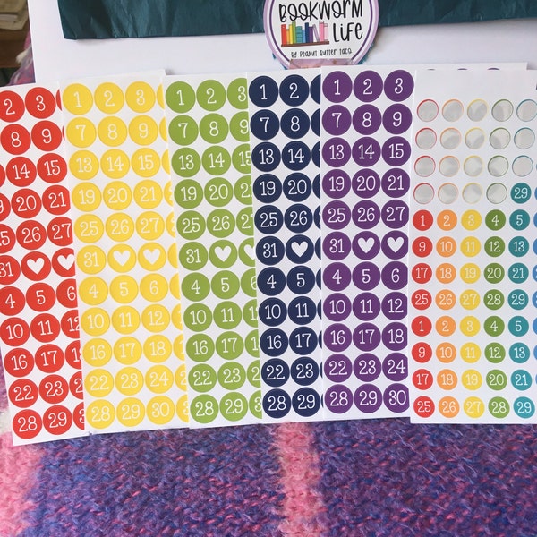 Tiny Rainbow Date Stickers - Small Number Planner Stickers - Calendar ...