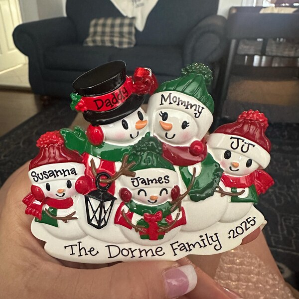 5 Snowmen Family Ornament • Family of Five • Personalized Family ...