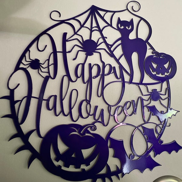 Happy Halloween Web Metal Sign Door Decor, Halloween Metal Sign, Scary ...