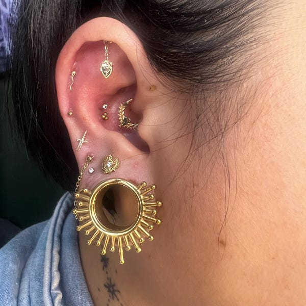 14k Solid Gold Ruby Heart Cartilage Piercing Pink Heart Helix Stud ...