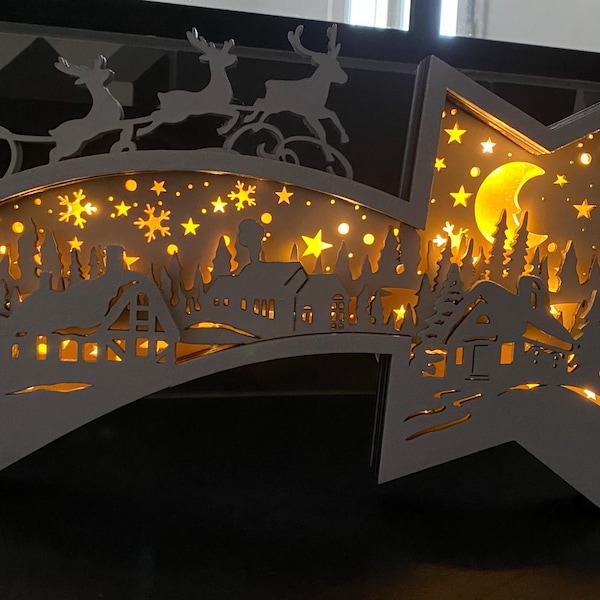 DXF, SVG Files for Laser Christmas Sleigh and Reindeer, Mantel Decor ...