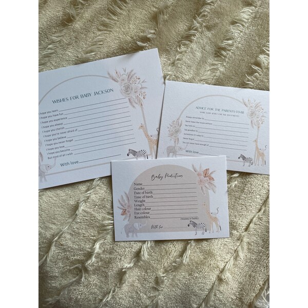 Baby Shower Advice Cards, Advice Cards for New Parents, Baby Shower ...