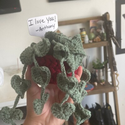 Crochet String of Hearts Plant, Personalizable Small Trailing Heart ...