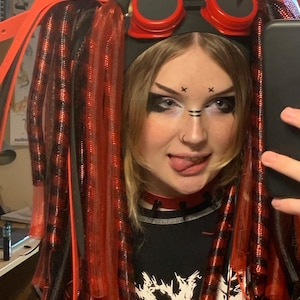 Cyberlox Dread Goth Red Black Redweb Metallic Hair Falls | Etsy