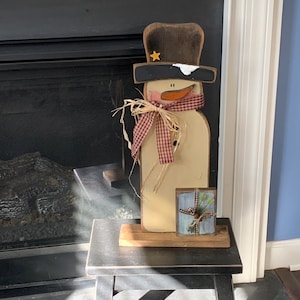 Standing Wood Snowman/3 Ft Tall/primitive Winter Decor/ Rustic - Etsy