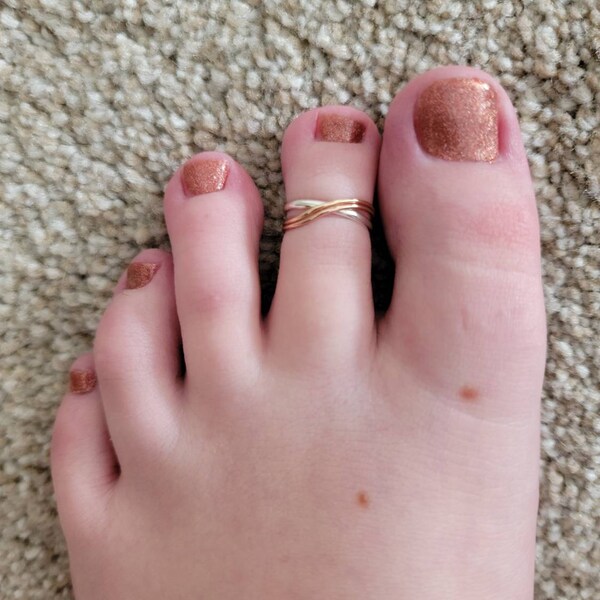 Double Cross Toe Rings Sterling Silver, 14kt Gold Filled, Rose Gold ...