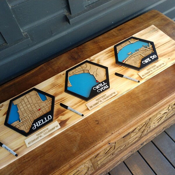 Wood Map/custom City Map of Any City in the World/personalized Laser ...