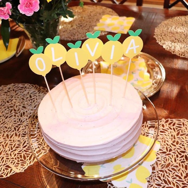 Lemon Theme Cake Topper, Personalized Cake Topper, Lemonade Birthday ...