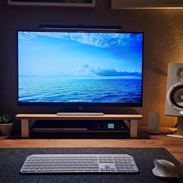 Wood Desk Monitor Stand With Storage Custom Monitor Riser Shelf - Etsy