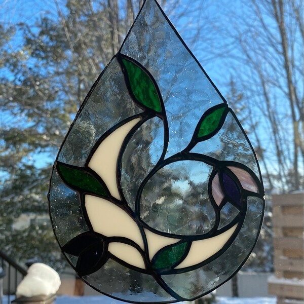 Flower Moon Drop Stained Glass Pattern, Beginner Stained Glass Pattern ...