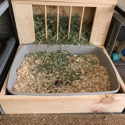 Large Hop Box: Rabbit Bunny Hay Feeder and Litter Pan Combo, Sifting ...