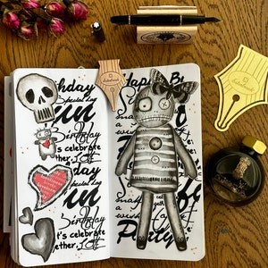 VOODOO PAPER DOLLS Altered Art Hand-drawn Gothic Scary Digital Collage ...