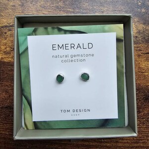 Emerald Stud Earrings Emerald Post Earrings Emerald Gemstone May ...
