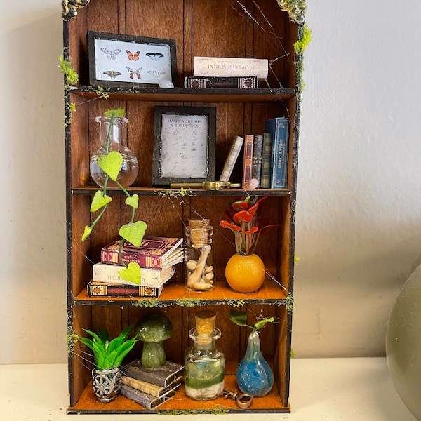 DIY KIT | Miniature Fairy Witch Bookshelf Kit | DIY Miniature Bookshelf ...