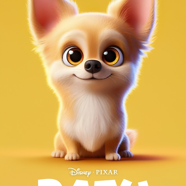 Custom Pixar Pet Poster, Custom Animated Pet Caricature, Pixar-inspired ...