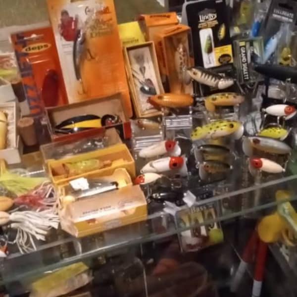 Vintage Fishing Lures and Tackle Display Gift. Old Rare Collectible ...