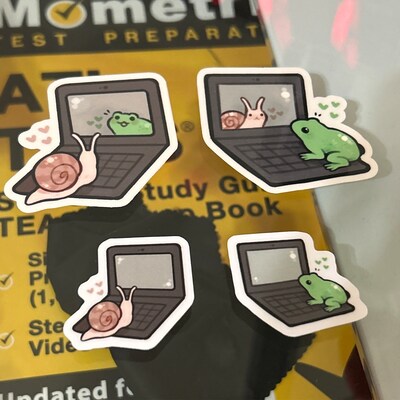 Date Night Clear Sticker Set of 2 / Snail and Frog Stickers / Cute ...