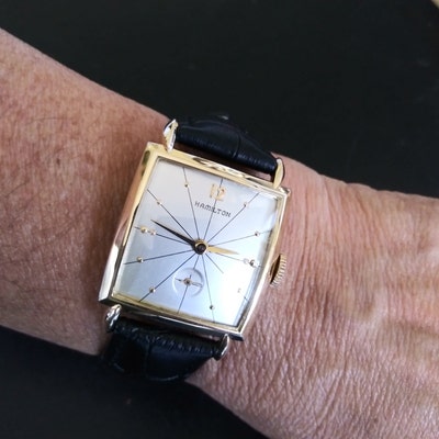 1940's Vintage BULOVA, Fancy Hooded Lugs, Stunning Gray & Salmon Dial ...