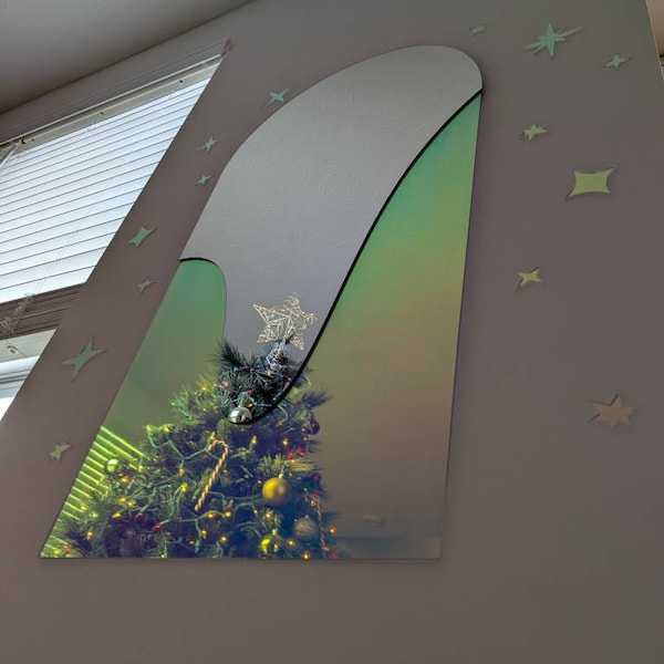Wiggly Star Layered Mirror- Silver Star Wavy Mirror - 3 Layer Abstract ...