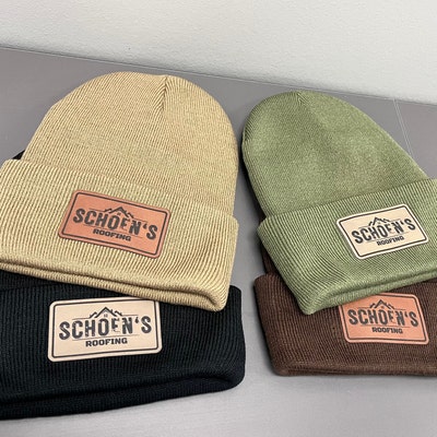 Custom Leather Patch Knit Beanie Design Your Own Personalized Beanie ...