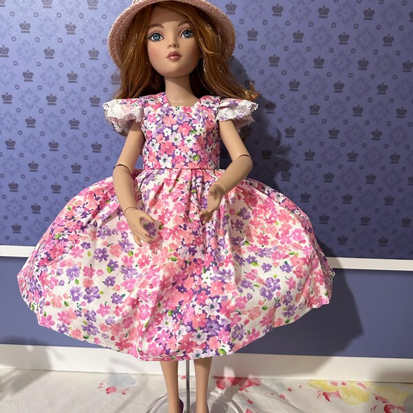 18 Inch Victorian Dress Pink Patchwork Flowers Cotton With Bow Fits ...