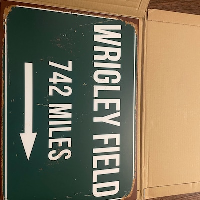 PERSONALIZED WRIGLEY FIELD Distance Sign, Wrigley Field Stadium ...