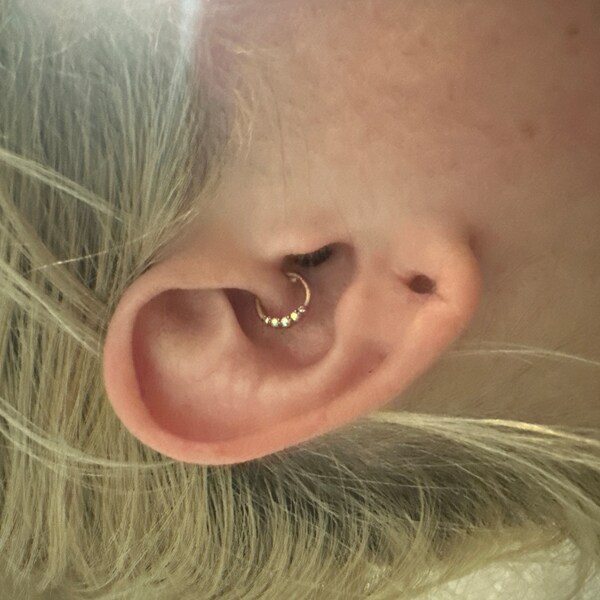16g Daith Earring, Dainty CZ Gem Lined Daith Jewelry, 316L Surgical ...