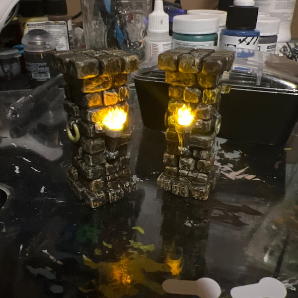 Column With Torch, LED Fantasy Miniatures, Light Effect, Dnd, TTRPG ...
