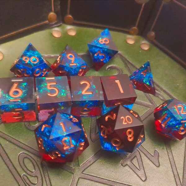 Blue Lightning DND D20 Dice, Resin Sharp Edge Dice Set, D&D Dice Set ...