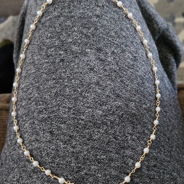 Personalized Pearl Name Necklace, Handmade Pearl Name Necklace, Beaded ...