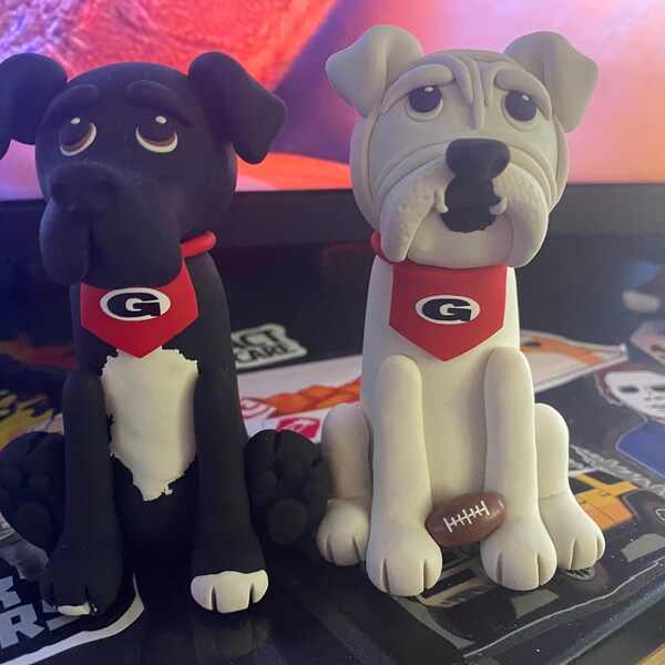 Brown Dog Laying on Back With Tennis Ball Dog Polymer Clay Figurine ...