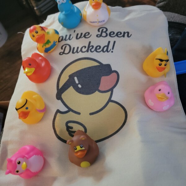 Bag of Ducks | "you've Been Ducked" Canvas Tote | Rubber Duck Lovers ...