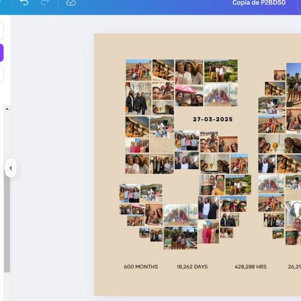 EDITABLE Personalized Photo Collage, 25 Years Perfect for Birthday and ...