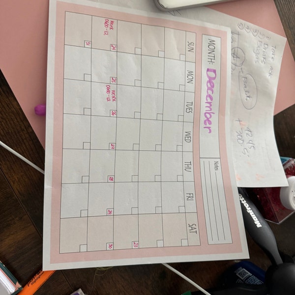 Blank Calendar, Minimal Calendar, Printable Calendar, Digital Download ...