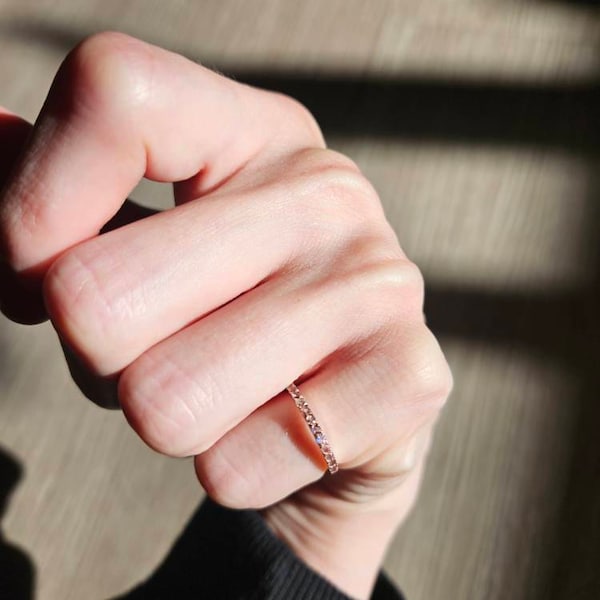 Dainty Moonstone Wedding Band, Simple Moonstone Ring, Rose Gold Ring ...