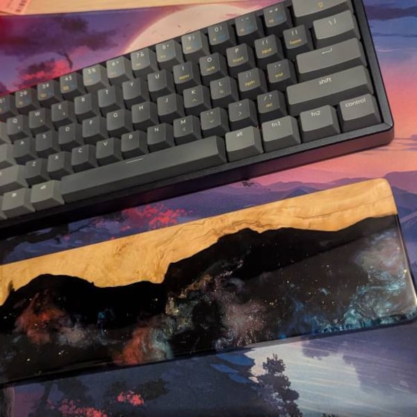 Wrist Rest Galaxy Resin, Keyboard Wrist Rest, Sea Moss, Purple Resin ...