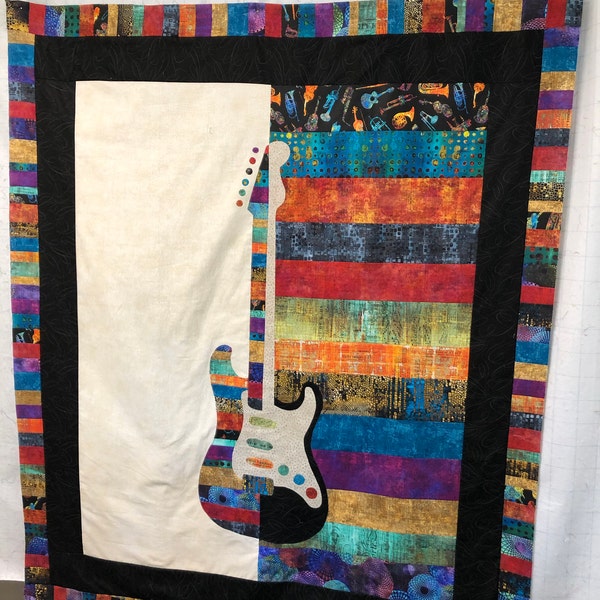 Digital Guitar Applique Quilt Pattern, "beautifully Acoustic" (67" X 57 ...