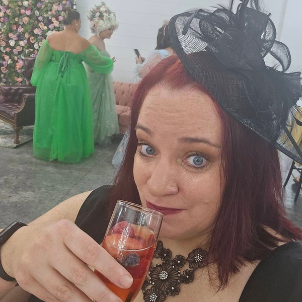 Turquoise Color Spray Crinoline Fascinator on Headband - Kentucky Derby ...