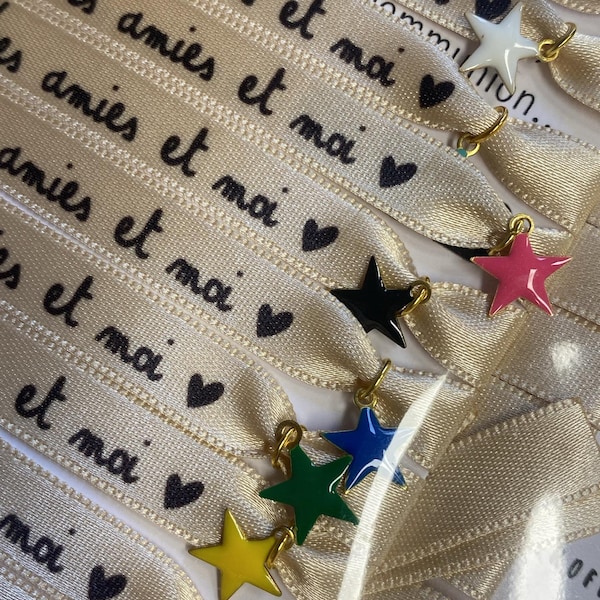 Bracelet ruban personnalisé avec breloque étoile et fermeture sans ...