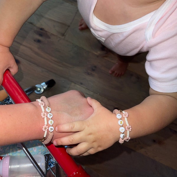 Flower Beaded Baby Bracelet Daisy Pink Durable Dainty Gold Filled Pink ...