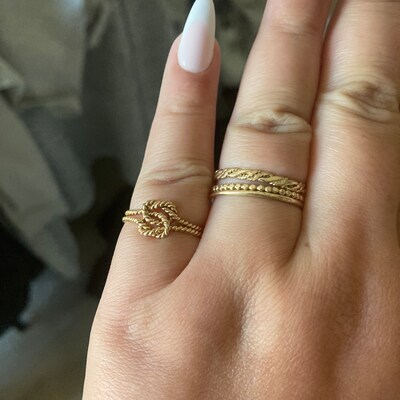 Double Rope Knot Ring, Knot Rings, Minimalist Love Rings, Tie the Knot ...