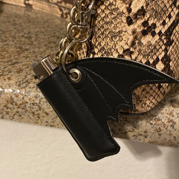 Bat Crazy Vegan Vinyl Faux Leather Black Demon Wing Lighter Case ...