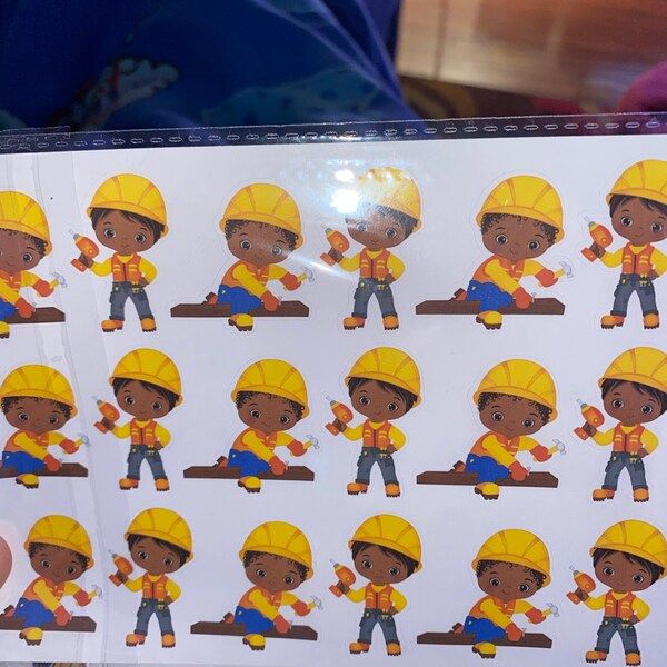 18 African American Male Construction Worker Sticker for Planners ...