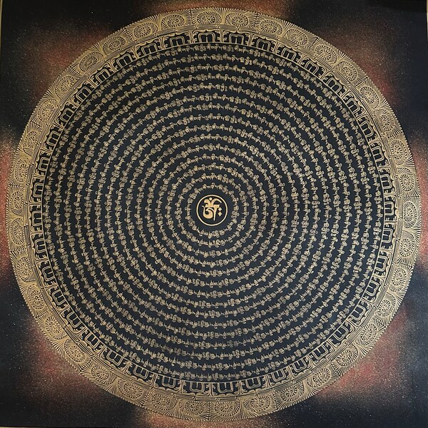 Om Round Mandala Thangka, Black Theme Mandala Art for Shrine - Etsy