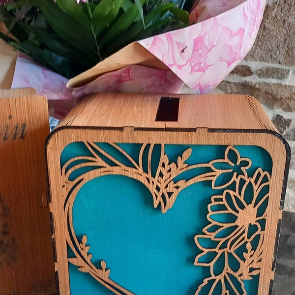 DXF, SVG Files for Laser Personalized Wedding Card Box, Box for Wedding ...