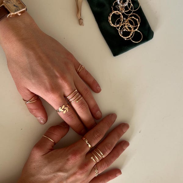 UK Seller! 22pcs Pearl Gold Set Rings, Gold Ring Set ,gift for Her Gold ...