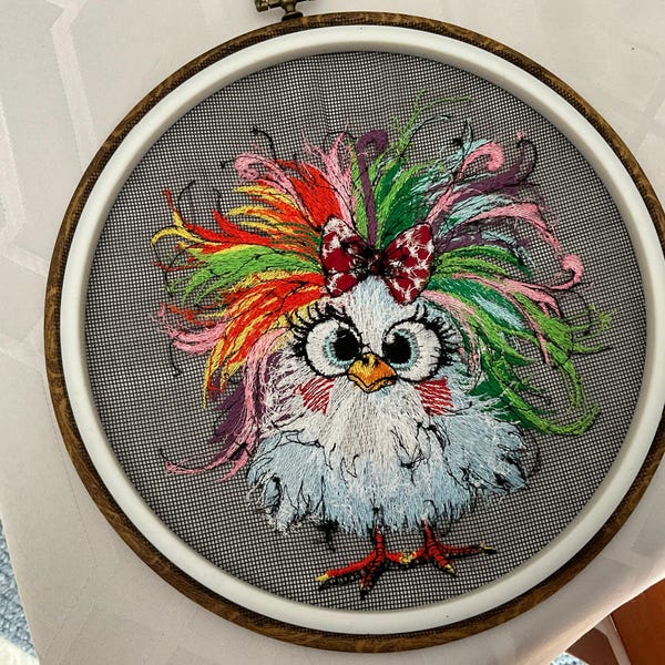 4 Funny Crazy Chicken Embroidery Design, Bundle Cute Chicken Machine ...