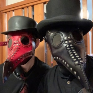 Plague Doctor Mask in Red Leather Steampunk Inspired Plague Doctor ...