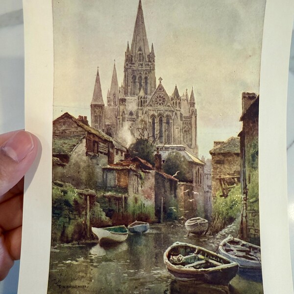 Exeter Devon Guildhall Porch Vintage Print Watercolour Painting Art ...