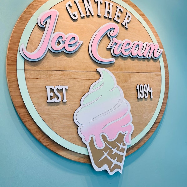 Ice Cream Shop Sign, Custom Business Logo Sign, Custom Shop Window Sign ...